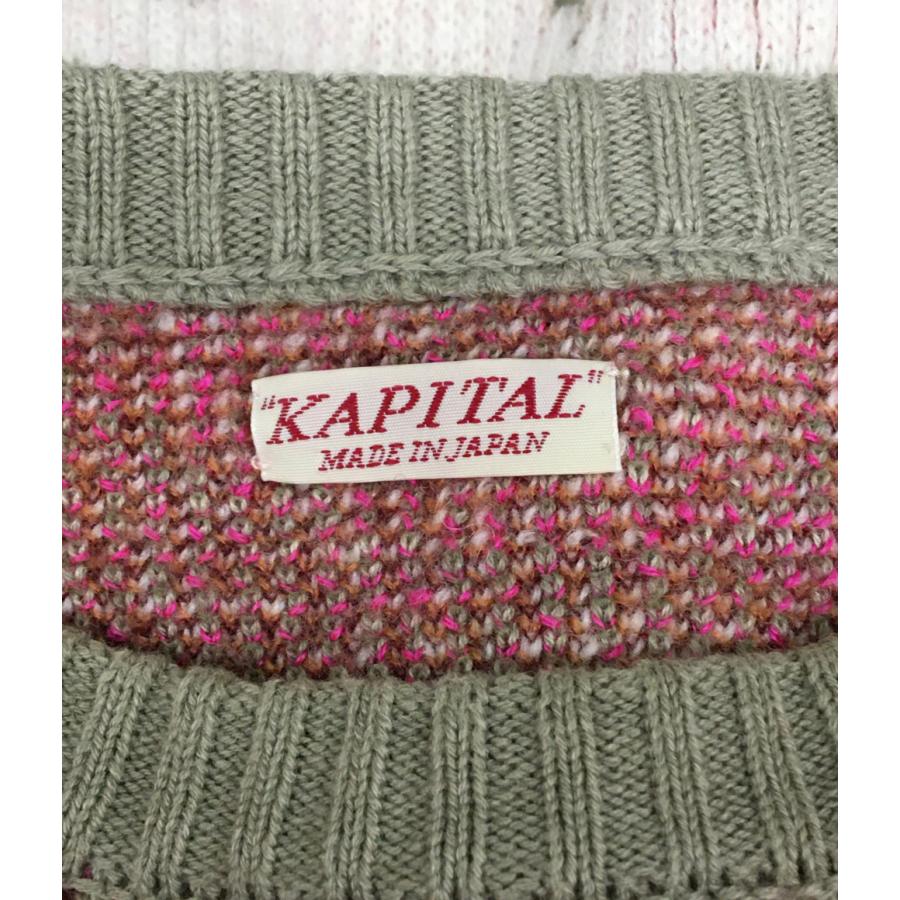 美品 キャピタル ニット セーター 7G Wool Fair Isle BONE Crew 美品 キャピタル ニット セーター 7G Wool Fair Isle BONE Crew