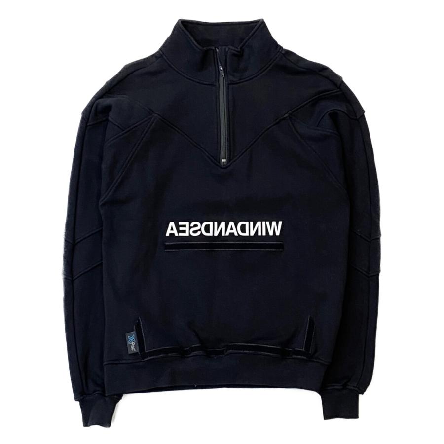 ウィンダンシー スウェットシャツ ハーフジップ ブラック WIND ウィンダンシー スウェットシャツ ハーフジップ ブラック WIND