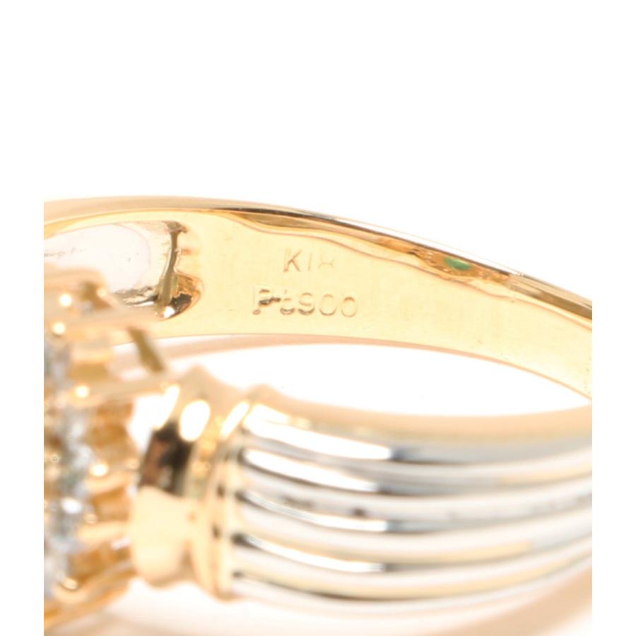 美品 リング 指輪 Pt900 K18 エメラルド0.35ct ダイヤ0.22ct 5.2g レディース SIZE 13号 (リング) 中古 :abc0000027:rehello by ...
