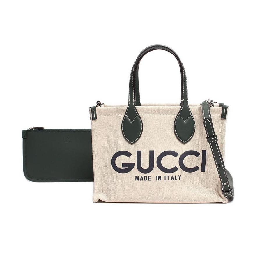 美品 グッチ 2wayトートバッグ シルバー金具 GUCCI プリント スモール トートバッグ GGスプリーム キャンバス ダークグリーン レザー トリム 772144 520981 ...