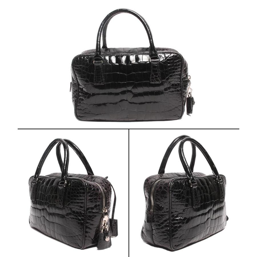プラダ レザーショルダーバッグシルバー金具 クロコダイルレザー プラダ レザーショルダーバッグシルバー金具 クロコダイルレザー
