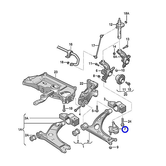 Audi フロント ロアアーム ボールジョイント 左側 アウディ A3/S3 8PAXW 8PAXX 8PBDBF 8PBGU 8PBLR 8PBLX 8PBMJF 8PBSE 8PBUBF ...
