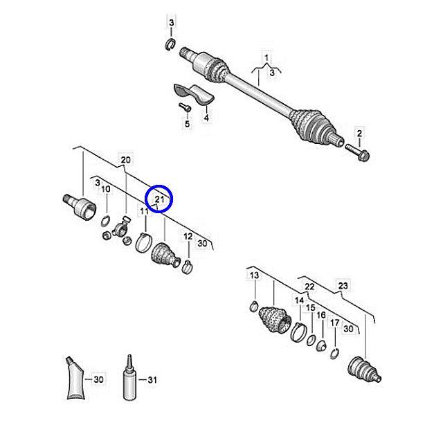 Audi ドライブシャフト ブーツ フロント インナー 左右共通(片側) アウディ A3/S3 8PAXW 8PBDBF 8PBGU 8PBLR 8PBLX 8PBMJF 8PBSE ...