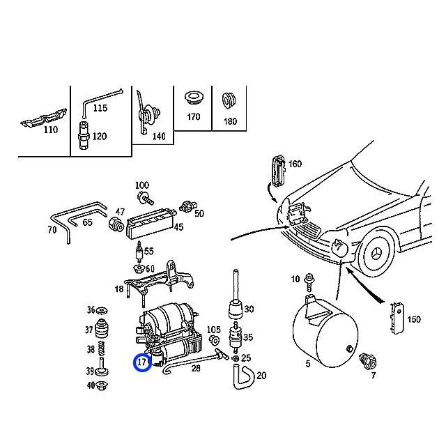 Mercedes-Benz エアサスポンプ メルセデスベンツ Sクラス W220 S320 S350 S430 S500 S55AMG : 藤田商会 - 通販 - Yahoo!ショッピング