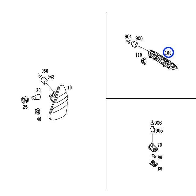 Mercedes-Benz 純正 ハイマウントストップランプ クリア 後期 AMG メルセデスベンツ SLクラス R230(07y〜) SL350 SL500 SL550 SL55AMG ...