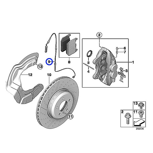 BMW ブレーキパッドセンサー フロント 1シリーズ E82 E87 E88 116i 118i 120i 130i 135i UC20 UC30 UC35 UD20 UD30 UE16 ...