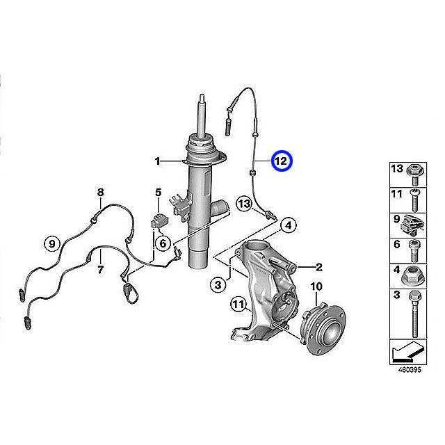 BMW ABSセンサー フロント 左右共通(1本) 1シリーズ F20 116i 118i 120i M135i 1A16 1B30 1R15 ホイールスピードセンサー : 藤田商会 - 通販 ...