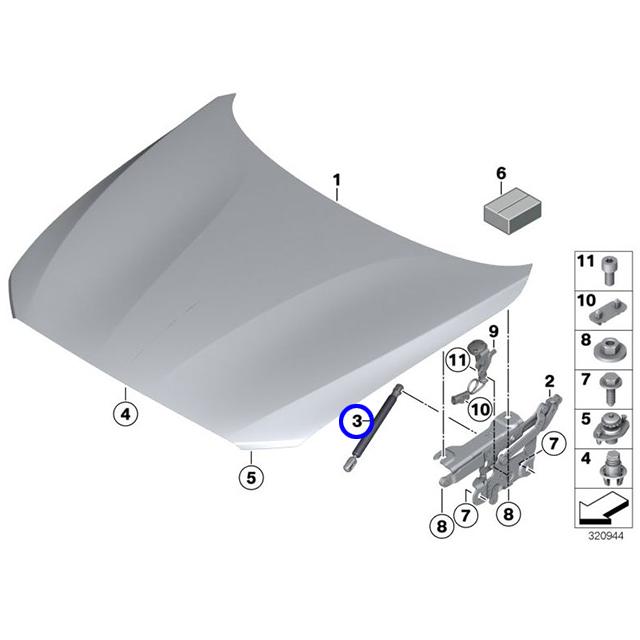 BMW エンジンフードダンパー ボンネットダンパー 1本 1シリーズ F20 118i 118d 120i M135i 1A16 1B30 1R15 1S20 1S20G : 藤田商会 ...