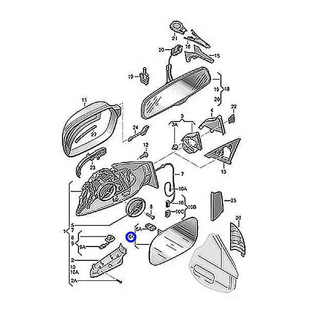 Audi ドアミラー 鏡部分 左側 アウディ A3/S3/RS3 8PAXW 8PAXX 8PBDBF 8PBGU 8PBLR 8PBLX 8PBMJF 8PBSE 8PBUBF 8PBVY ...