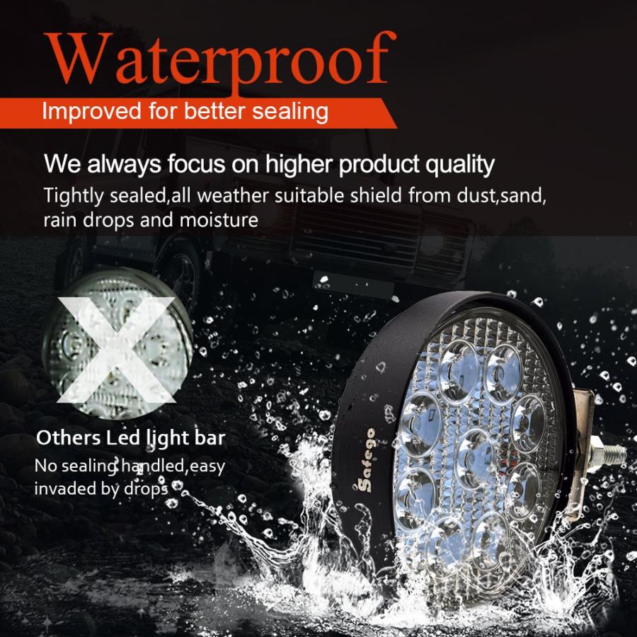 Safego 27W LED 作業灯/ワークライト 丸形 広角タイプ 9連LED 車外灯 農業機械 ホワイト 6000K 12V-24V対応 2個入 : s-b00w6qadrg ...