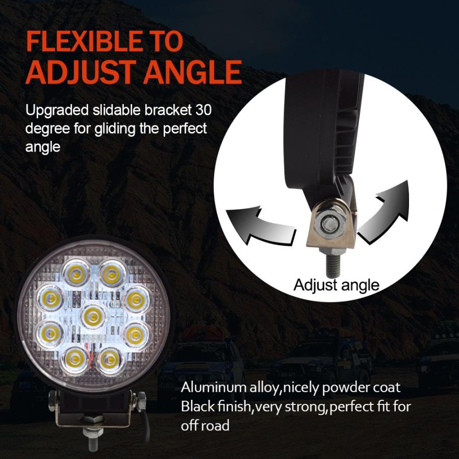 Safego 27W LED 作業灯/ワークライト 丸形 広角タイプ 9連LED 車外灯 農業機械 ホワイト 6000K 12V-24V対応 2個入 : s-b00w6qadrg ...