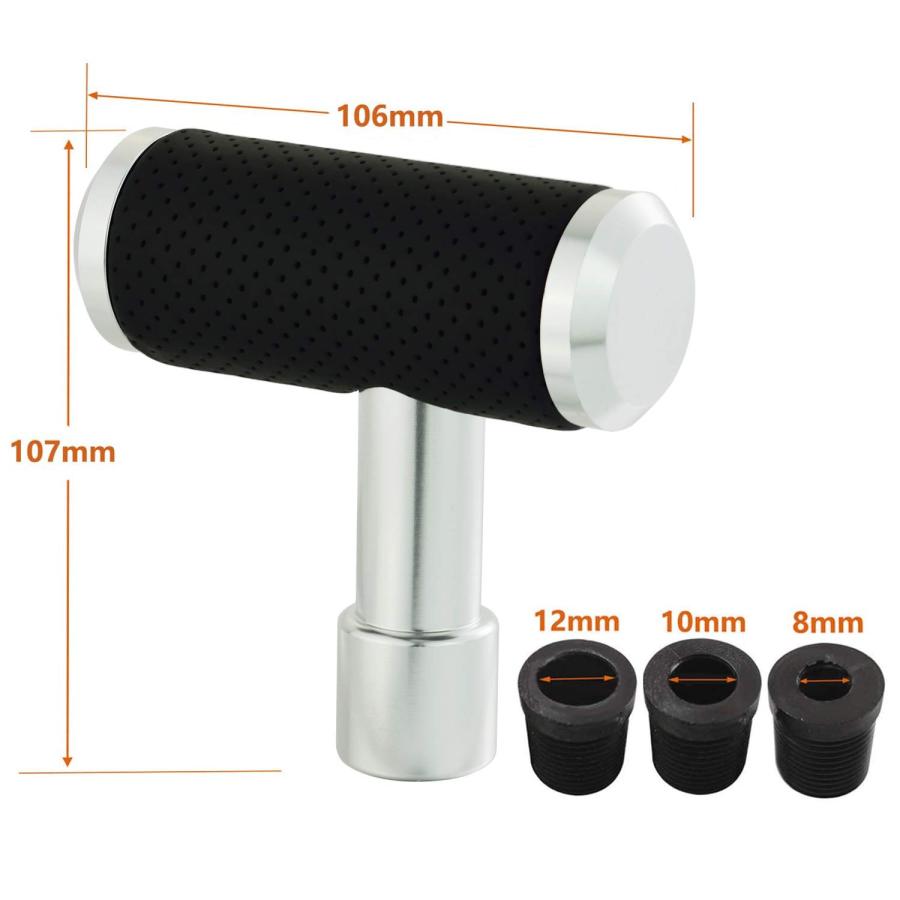 Lunsom プッシュ式 シフトノブ メタル ギアシフトレバー T型 マニュアル車に適用します (黒と銀) : ハイパーマーケット2号店 - 通販 - Yahoo!ショッピング