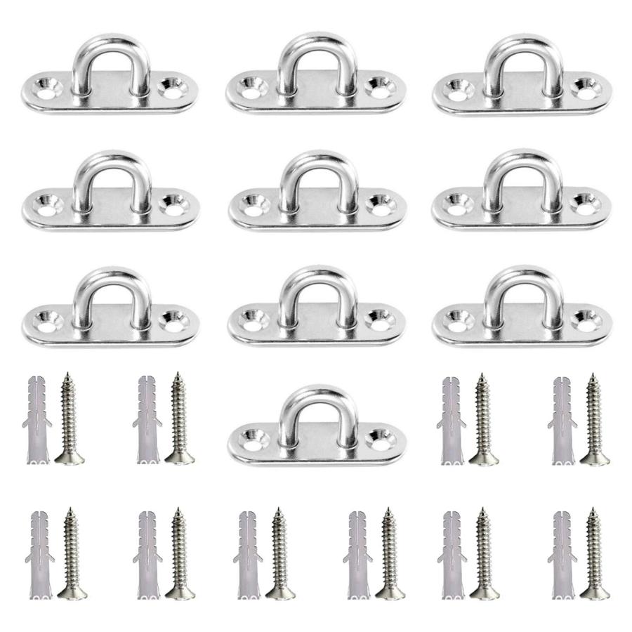 YFFSFDC 長方形パッドアイ 10個入り ネジ20個付き アイプレート ステンレスループ 304ステンレス鋼製 M5 天井フック U型 金具 固定 : ハイパーマーケット2号店 - 通販 ...