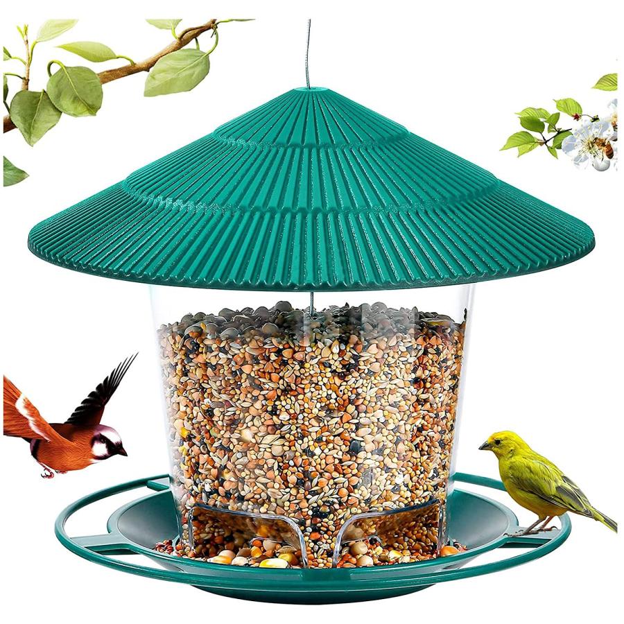 NGE バードフィーダー 野鳥 小鳥 野鳥の餌台 吊り下げ 自動供給 上質プラスティック 洗える 大容量 屋根付き S字フック付き バードウォッチング : ハイパーマーケット2号店 - 通販 ...