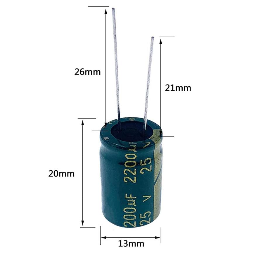 PENGLIN 10個 電解コンデンサ アルミ電解コンデンサー 25V 2200UF 105℃ 13X20mm 高周波 低抵抗 長寿命（25V 220 : ハイパーマーケット2号店 - 通販 ...