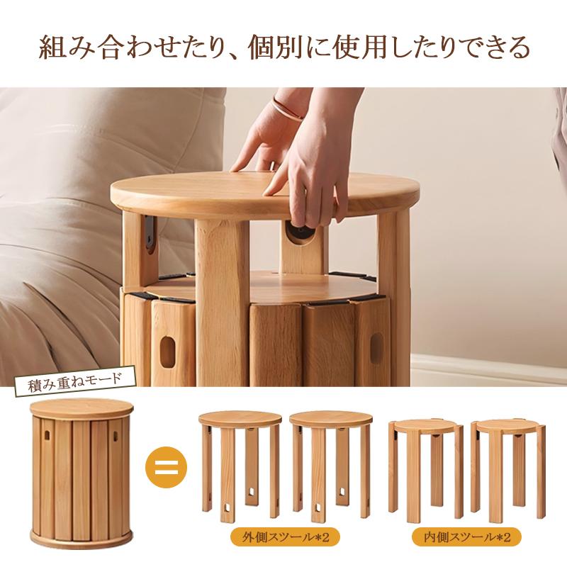 HZDMJ スツール 4脚 セット サイドテーブル ダイニング チェア キャスター付き 天然木 木製 完成品 食卓椅子 いす イス 椅子 円形 丸 コンパクト おしゃれ 北欧 : HZDMJ ...