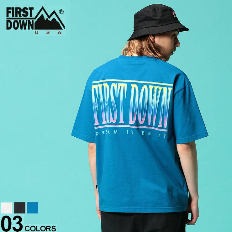 FIRST DOWN ファーストダウン Tシャツ USA ファーストダウンユーエスエー グラデロゴ クルーネック 半袖 COLOR LOGO SS T F901505C 【WEB限定 ...