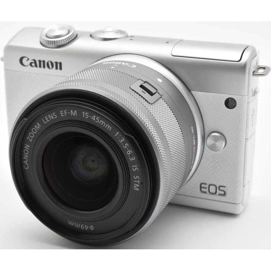 EOS M キヤノン ミラーレス一眼 CANON M200 レンズキット ホワイト 中古 美品 Wi-Fi Bluetooth スマホに送れる ...
