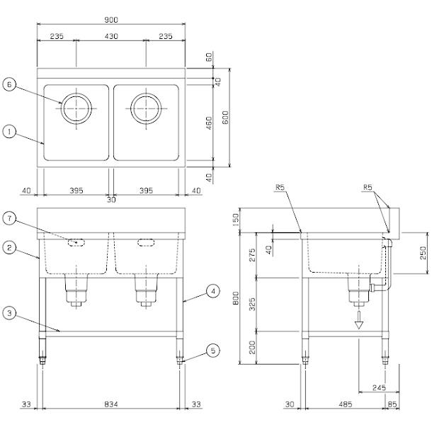 マルゼン（厨房機器） BS2-096 マルゼン 二槽シンク BG有 : 業務用厨房機器販売cleaveland - 通販 - Yahoo!ショッピング