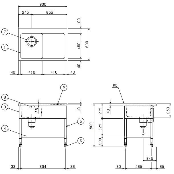 マルゼン（厨房機器） BSM1-096RN マルゼン 水切付一槽シンク BG無 水切右 : 業務用厨房機器販売cleaveland - 通販 - Yahoo!ショッピング
