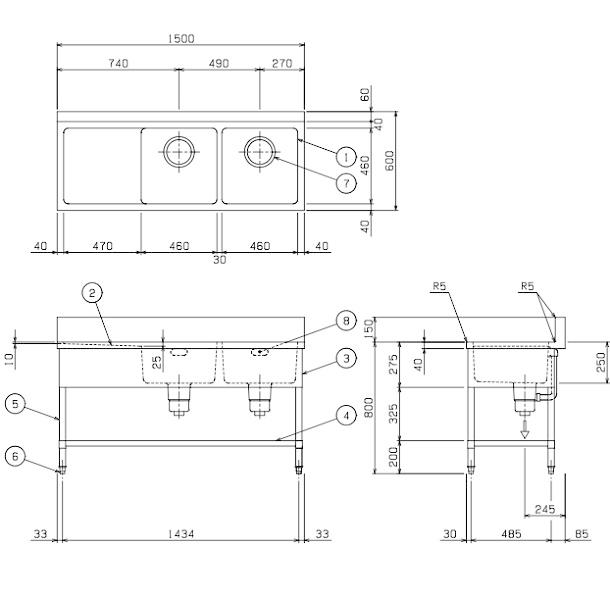 マルゼン（厨房機器） BSM2-156L マルゼン 水切付二槽シンク BG有 水切左 : 業務用厨房機器販売cleaveland - 通販 - Yahoo!ショッピング