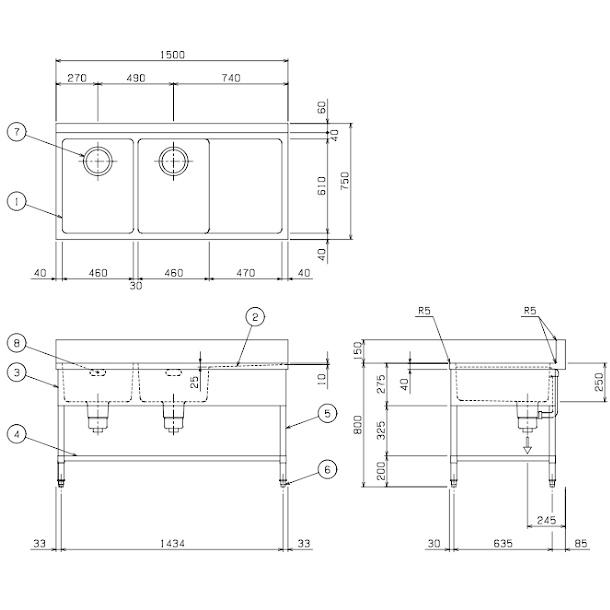 マルゼン（厨房機器） BSM2-157R マルゼン 水切付二槽シンク BG有 水切右 : 業務用厨房機器販売cleaveland - 通販 - Yahoo!ショッピング