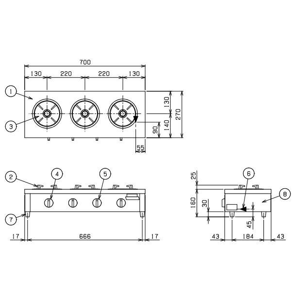 マルゼン（厨房機器） M-603C マルゼン ガステーブルコンロ 《飯城》 クリーブランド : 業務用厨房機器販売cleaveland ...