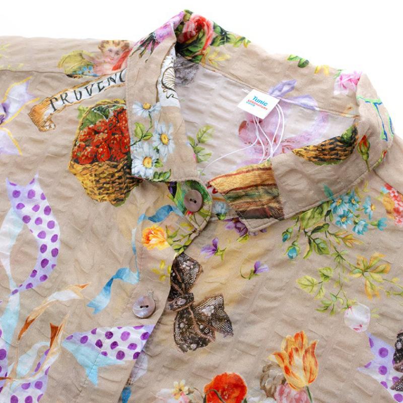 チュニック 【数量限定！ミニバックプレゼント！】TUNIC 衿シャツ 6659 5分袖 80ローンパフサッカー 綿100％ 鴨居羊子 かもいようこ フリーサイズ : インナーショップ メイ ...