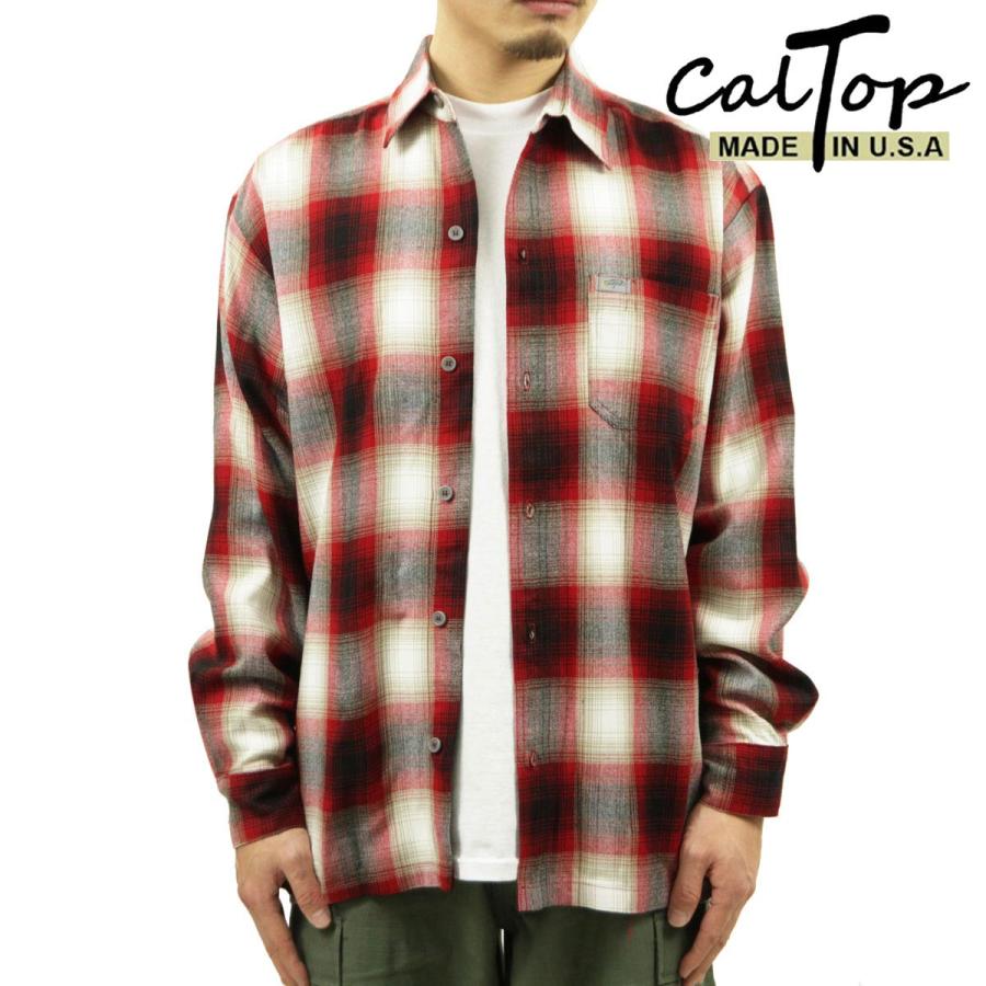 キャルトップ 長袖シャツ メンズ 正規品 CALTOP ACRYLIC OMBRE CHECK LONG SLEEVE SHIRTS 長袖 ...