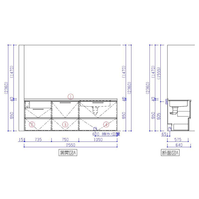 システムキッチン 2550 クリナップ ラクエラ I 型 間口255cm 開き扉プラン TGシンク 下台のみ・機器なし シンシアシリーズ W2550 : i-port Yahoo!店 - 通販 ...