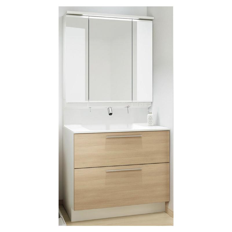 洗面台 洗面化粧台 900 LIXIL クレヴィ 奥行560タイプ 間口900mm フルスライドタイプ LED照明（スリムLED） タッチレス水栓 セット : i-port Yahoo!店 ...