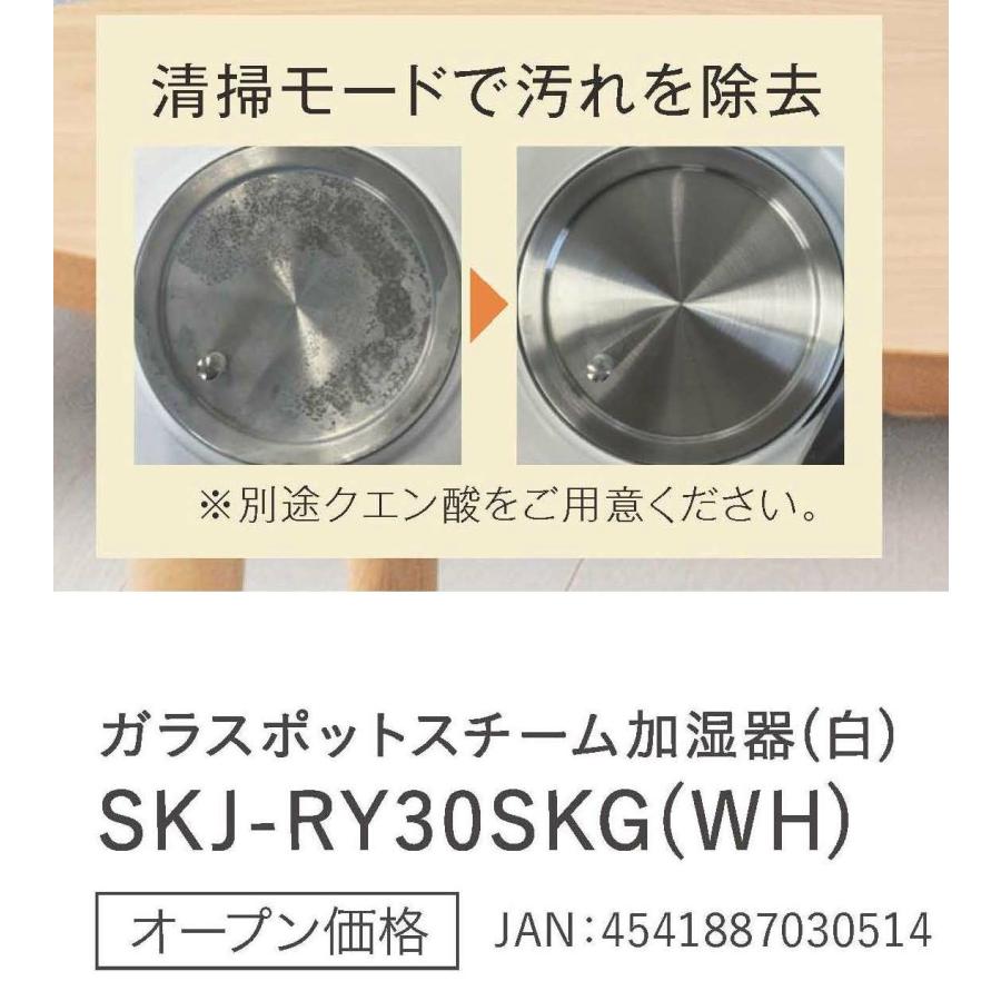 S.Kjapan（家電） 【2024年モデル】ガラスポット式スチーム加湿器 SKJ-RY30SKG | タンク容量3L 加湿量640ml 上部給水式 エスケイジャパン 1年保証 : i ...