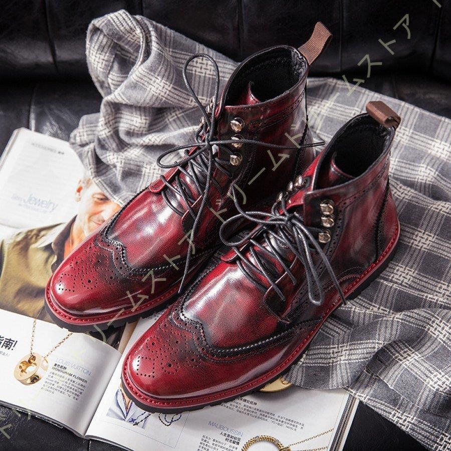 ブーツ メンズ ビジネスシューズ 本革 レースアップブーツ ハイカット 軽い レースアップ 革靴 ウイングチップ ファッション 防滑 厚底 ショートブーツ : huawu-0515 ...