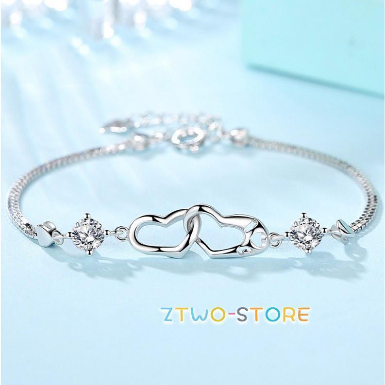 ブレスレット レディース ハート ダイヤ 2粒 ハートモチーフ プラチナ仕上げ シルバー925 プレゼント 彼女 妻 女性 母の日ギフト : あいストアヤフーショッピング店 - 通販 ...