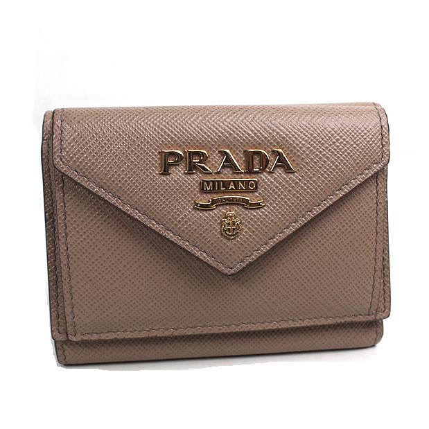 PRADA プラダ 三つ折り財布 ミニ財布 サフィアーノ 美品 ベージュ 1MH021 q615 : イーアップ店 - 通販 - Yahoo!ショッピング
