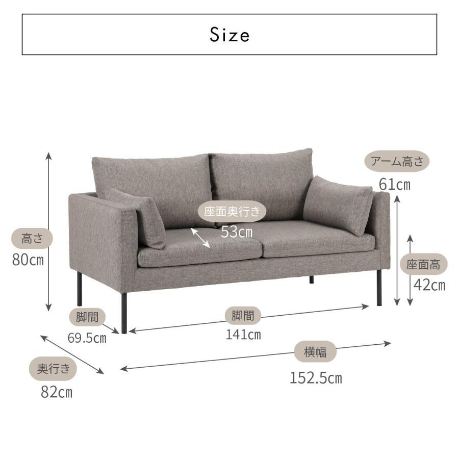 リエア FE-150 モダンソファ 2.5人掛け コンパクト ファブリック アイアンソファー 二人用 幅 150 cm おしゃれ ふかふか ソファー アイアンソファ ブルックリン ...