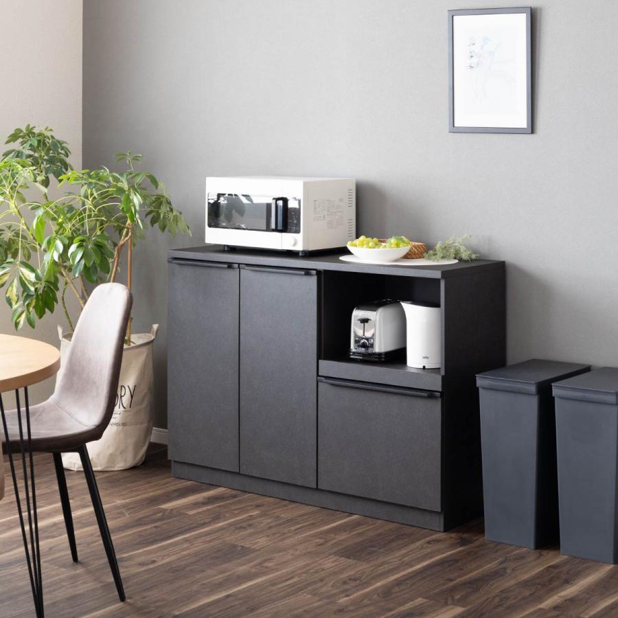 ナタール 120 キッチンカウンター セラミック調 カウンター 黒 グレー 収納 キッチン スライド レンジ台 完成品 コンパクト 食器棚 キッチン収納 引き出し : IBASYO - 通販 ...