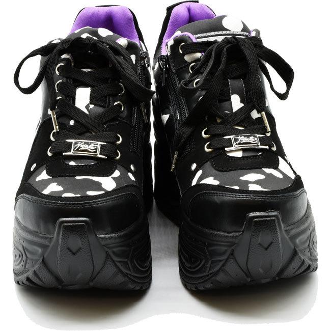 ヨースケ YOSUKE 厚底スニーカー レースアップ ハイソール レディース ブラックホワイト 22.5cm-25cm 2601034 : y ...