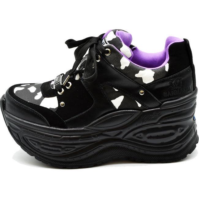 ヨースケ YOSUKE 厚底スニーカー レースアップ ハイソール レディース ブラックホワイト 22.5cm-25cm 2601034 : y ...