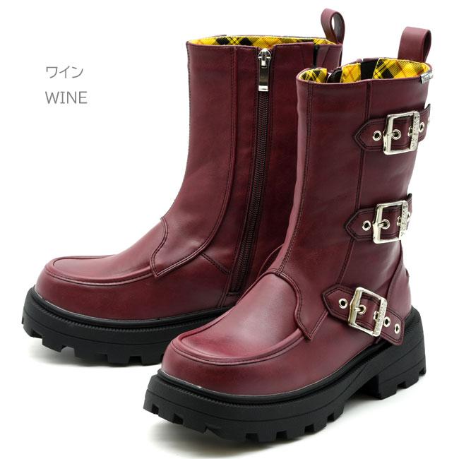 YOSUKE（ヨースケ） ブーツ レディース 厚底 ブラック 黒 ベルテッド