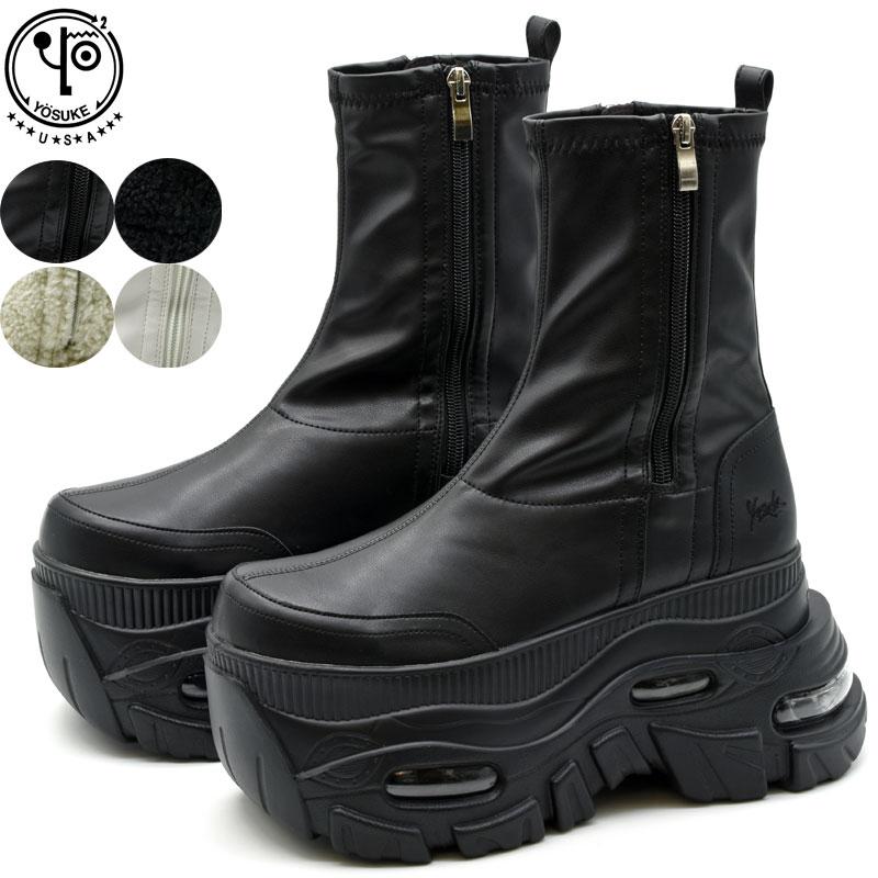 YOSUKE（ヨースケ） ブーツ レディース 黒 白 ストレッチブーツ 厚底ブーツ スニーカーブーツ ショートブーツ S M L LL 4460113 : 靴のIBC - 通販 - Yahoo ...