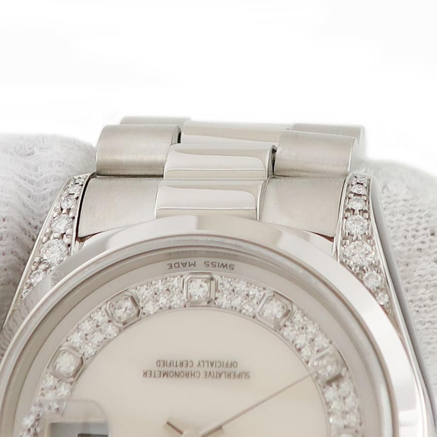 ロレックス ROLEX デイデイト ミリヤード 18296 W番 Pt950無垢 純正ダイヤ シェル メンズ 腕時計 自動巻き シルバー 中古 ...