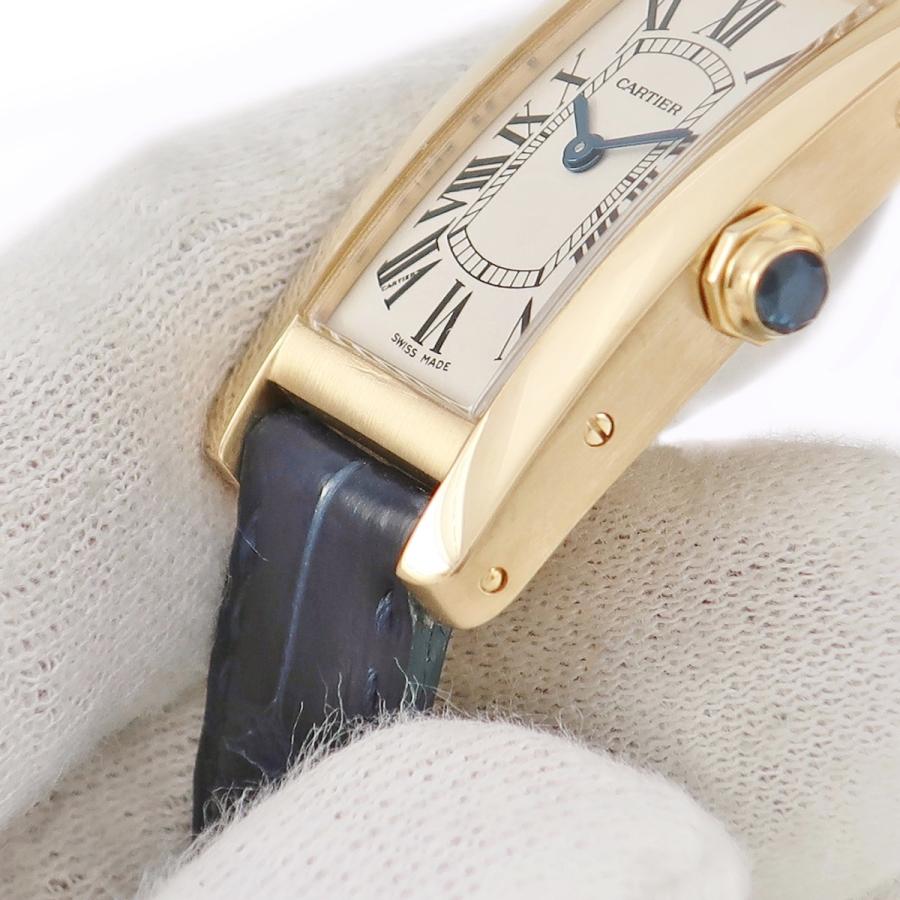TANK（Cartier） 【3年保証】 カルティエ タンクアメリカンSM W2601556 K18YG無垢 アイボリー ローマン 青針 角型 ...
