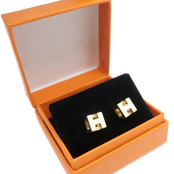 エルメス HERMES カージュドアッシュ Hキューブ ピアス ホワイト- エルメス HERMES カージュドアッシュ Hキューブ ピアス ホワイト-