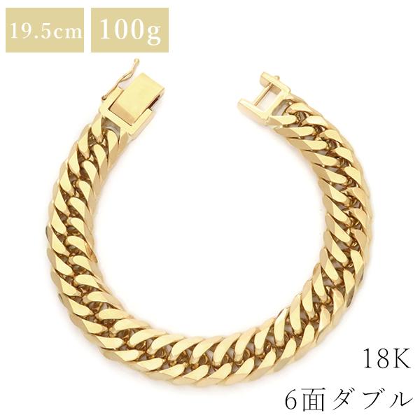 喜平 ブレスレット K18 18金 19.5cm 100g 6面 ダブル W イエローゴールド K18YG ※ショッピングローン対応していません : HOUBIDOU 心斎橋店 - 通販 ...
