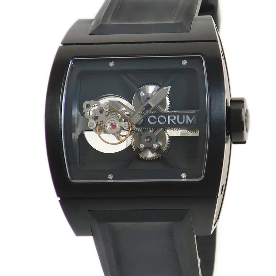 CORUM 【3年保証】 コルム ティーブリッジ トゥールビヨン B022/00936 スケルトン 黒PVD加工 トノウ 限定 手巻き メンズ ...
