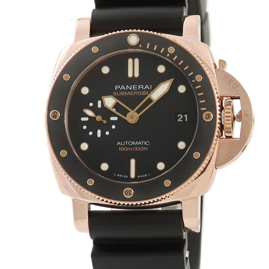 SUBMERSIBLE 【3年保証】 パネライ サブマーシブル 42mm PAM00974 V番 K18RG無垢 黒 ダイバーズ 自動巻き ...