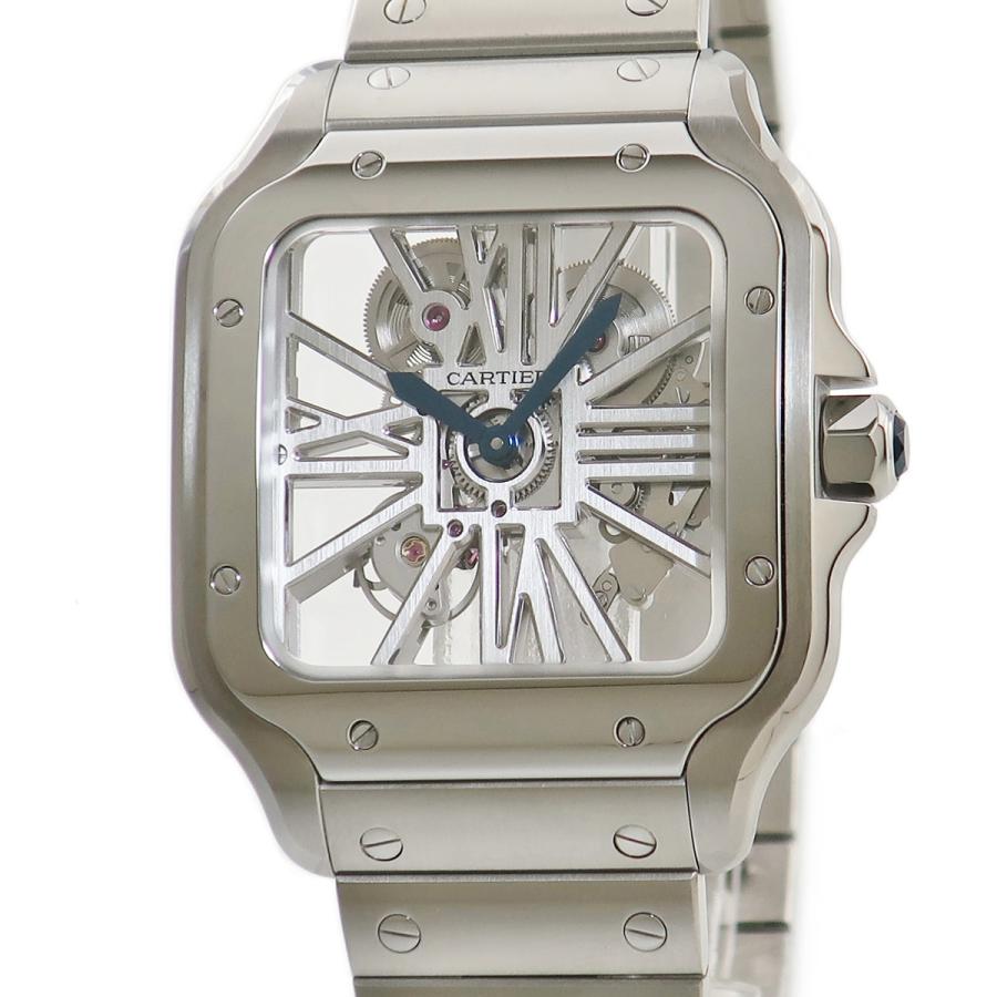 SANTOS DE CARTIER 【3年保証】 カルティエ サントス スケルトンウォッチ LM WHSA0007 シースルー 角型 ローマン ...
