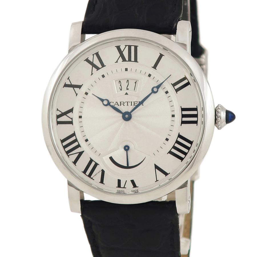 Cartier 【3年保証】 カルティエ ロトンド ドゥ パワーリザーブ W1556369 ギヨシェ ローマン 青針 ビッグデイト 手巻き ...