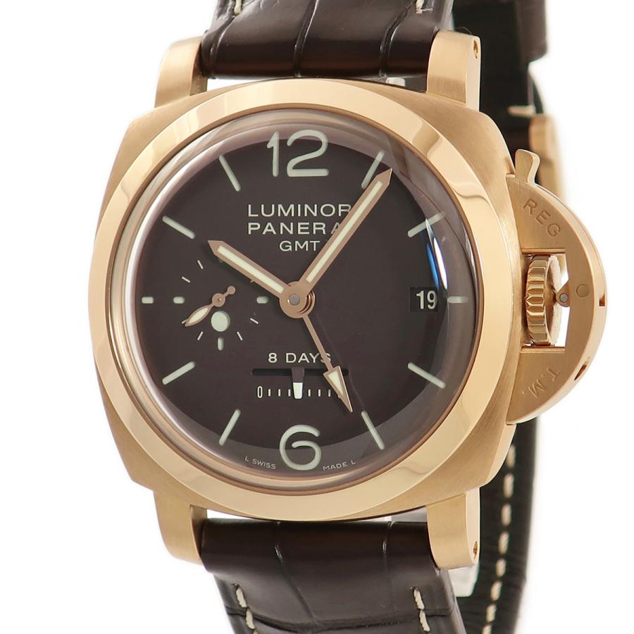 LEMINOR 【3年保証】 パネライ ルミノール1950 8デイズ GMT オロローザ PAM00289 J番 K18PG無垢 茶 スモセコ ...